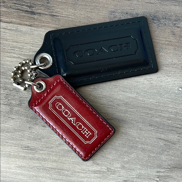 Coach | Accessories | Coach Black Lucite And Red Leather Keychain Set ...